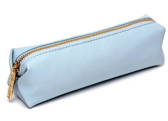 Carpe Diem Slim Pencil Case Sky Blue Pencil Case With Blue Spotty Lining Etsy UK