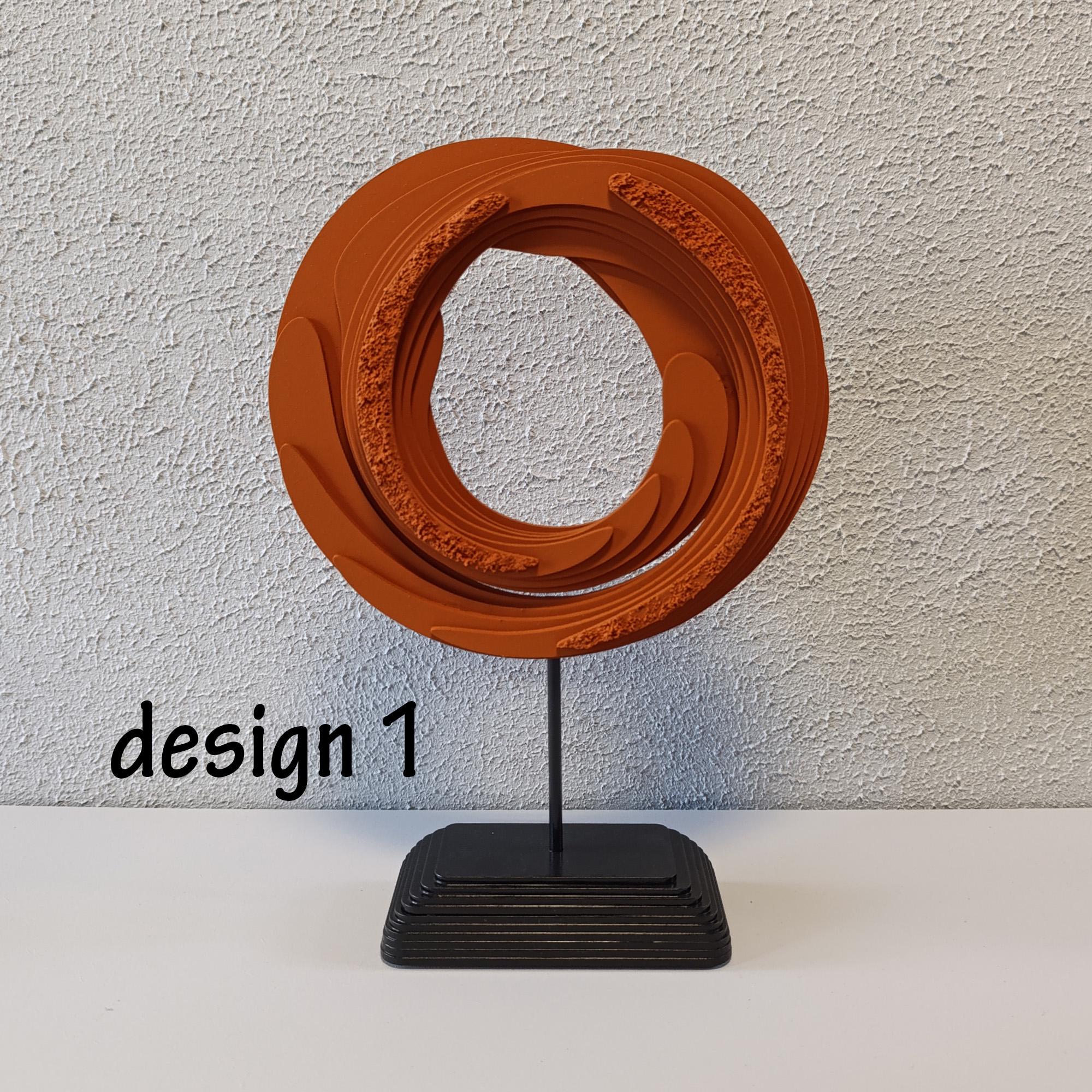 Handmade Parabolic Wood Sculpture: Terracotta Concrete Texture, Modern ...