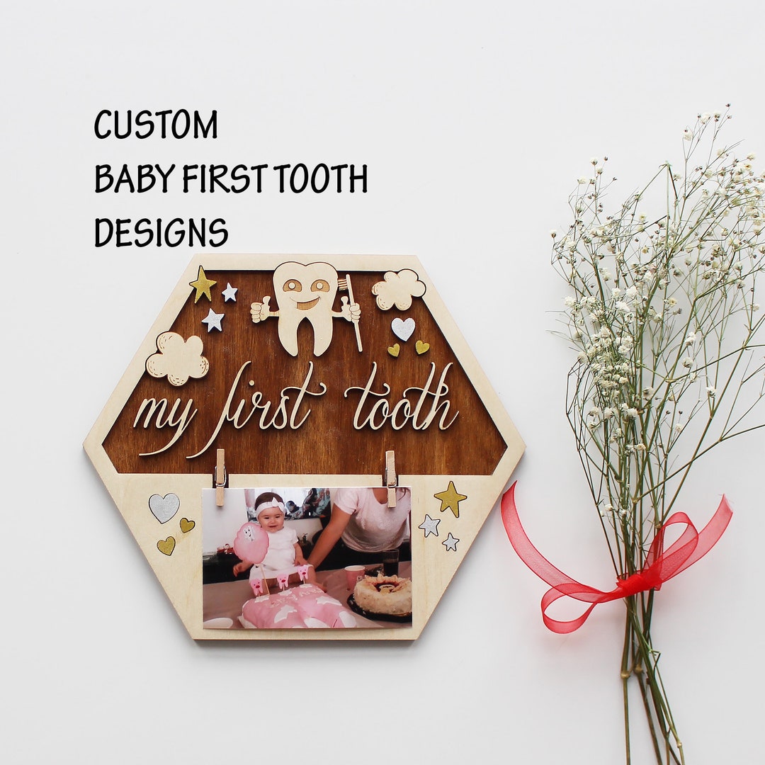 Baby Teeth Photo Sign | Wooden Tooth Sign | Baby Shower Gift - Etsy