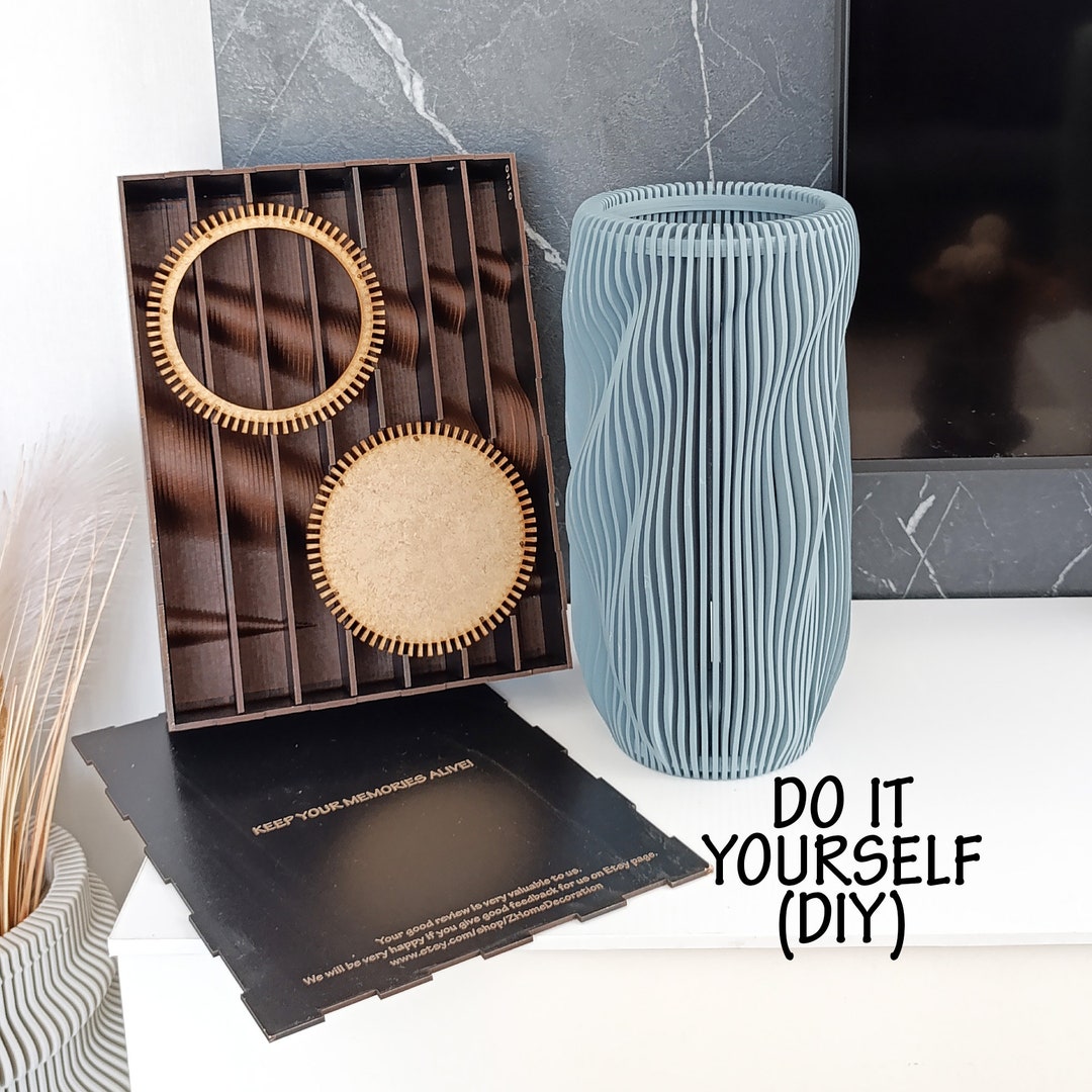 Blue Parabolic DIY Wood Vase Promotion, Congratulatory Gift, Parametric ...