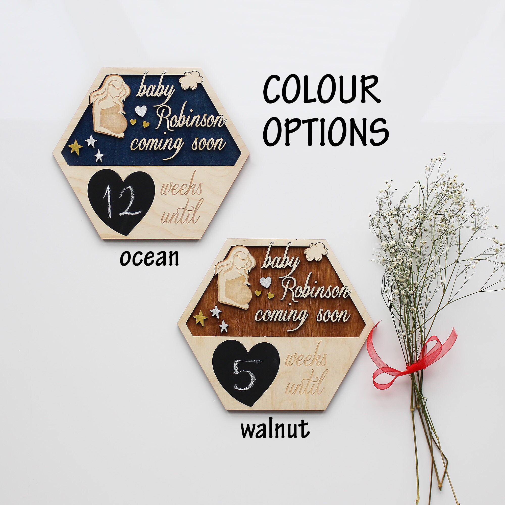 Personalized Pregnancy Count Down Sign Wooden Name Plaque Coming Soon ...