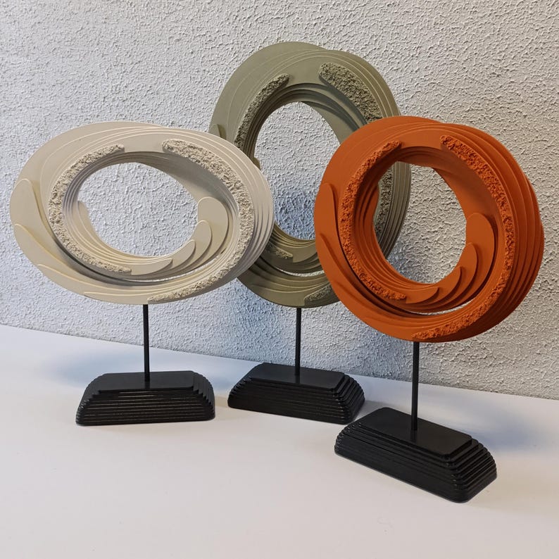 Handmade Parabolic Wood Sculpture: Terracotta Concrete Texture, Modern ...