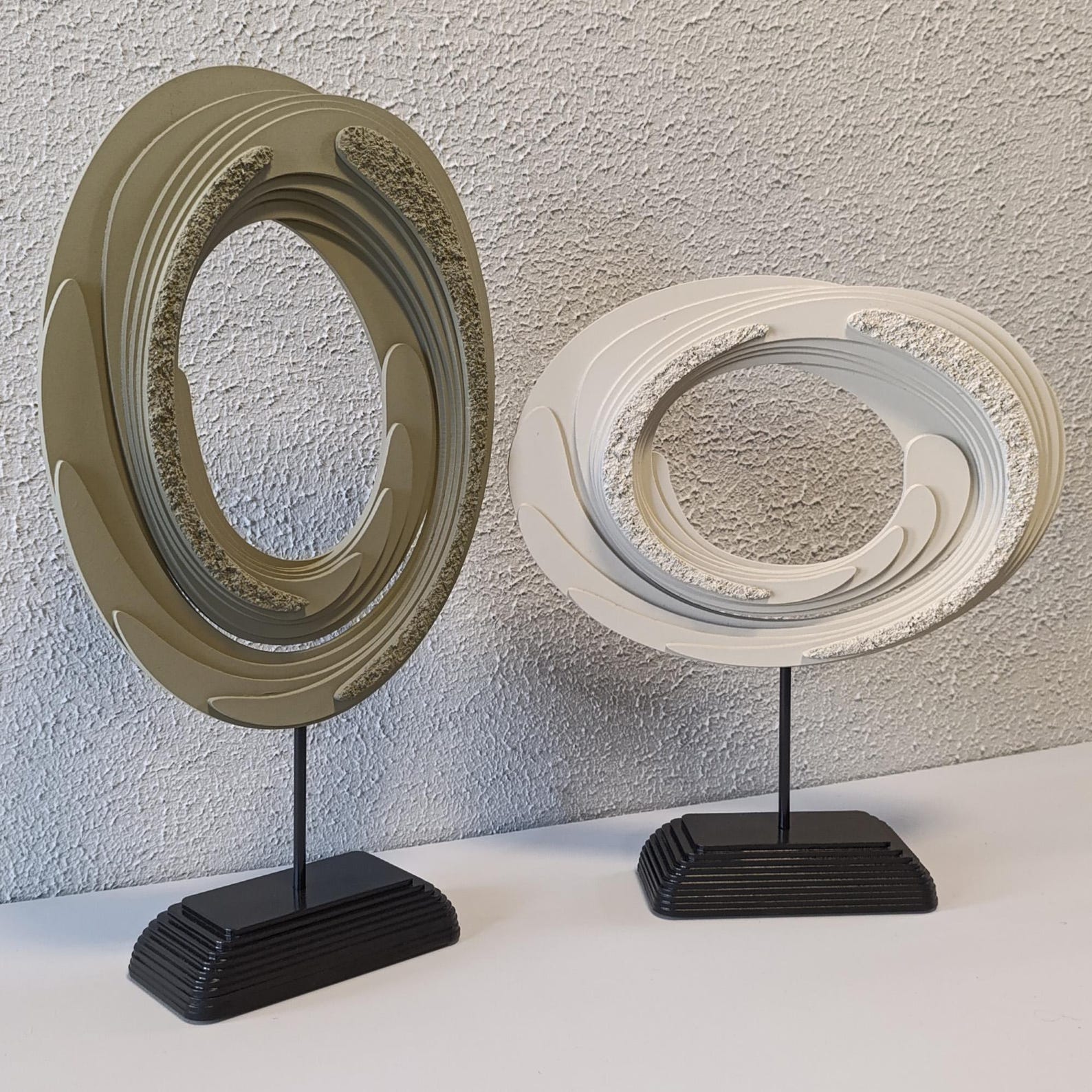 Handmade Parabolic Wood Sculpture: Terracotta Concrete Texture, Modern ...