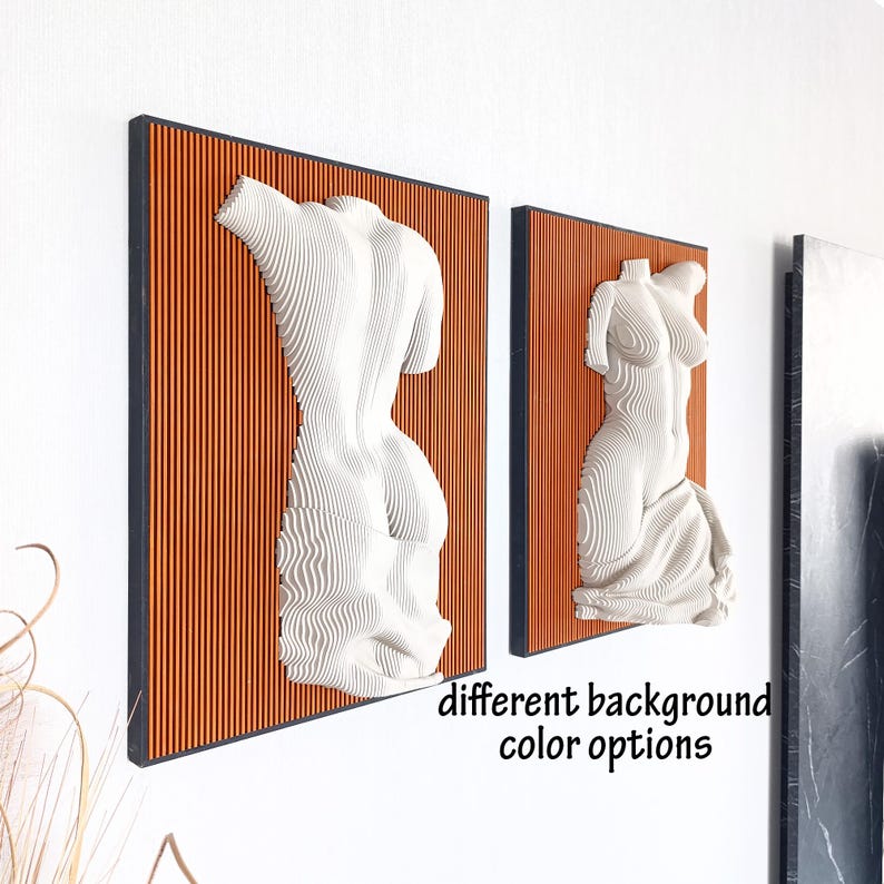 Geometric Woman Torso Wall Art: Modern Wooden Sculpture Set - Etsy