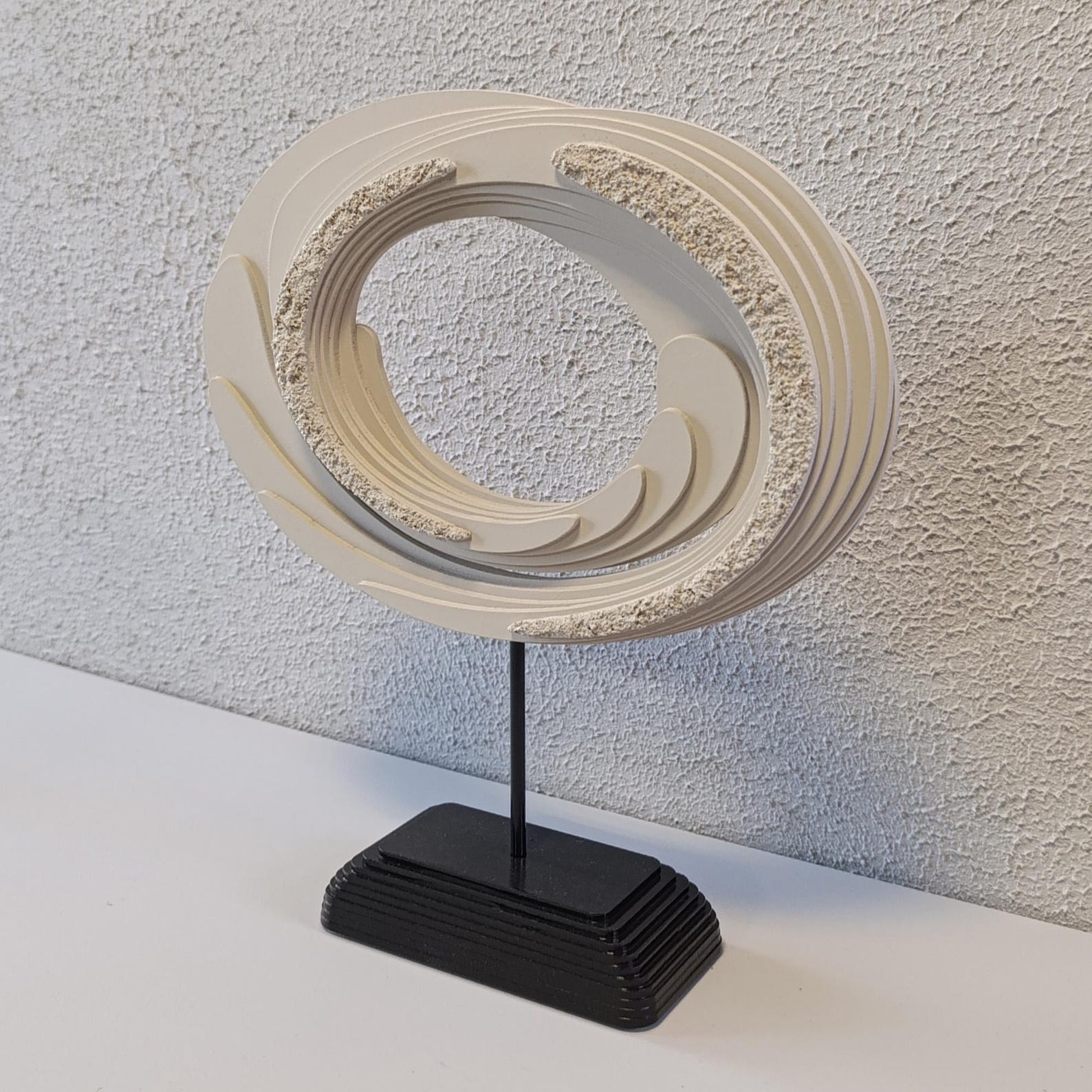 Handmade Parabolic Wood Sculpture: Terracotta Concrete Texture, Modern ...