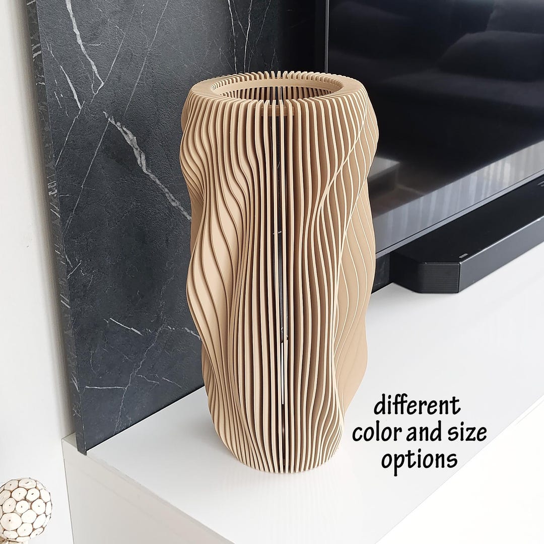 Artistic Parametric Wooden Vase – Handcrafted Sculptural Wood Art ...