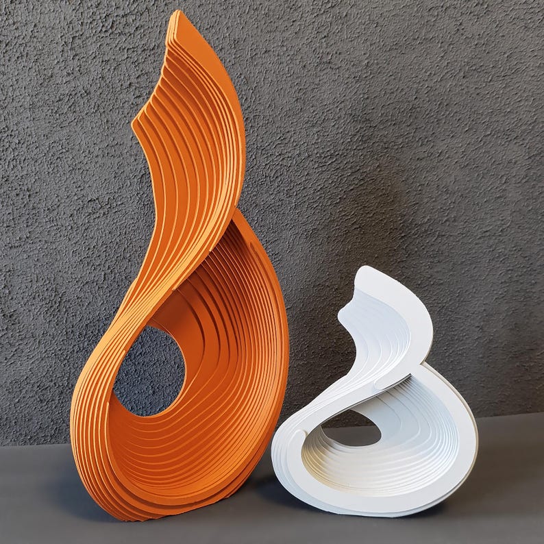 Modern Abstract Wood Sculpture: Parabolic Layered Art, Customizable ...