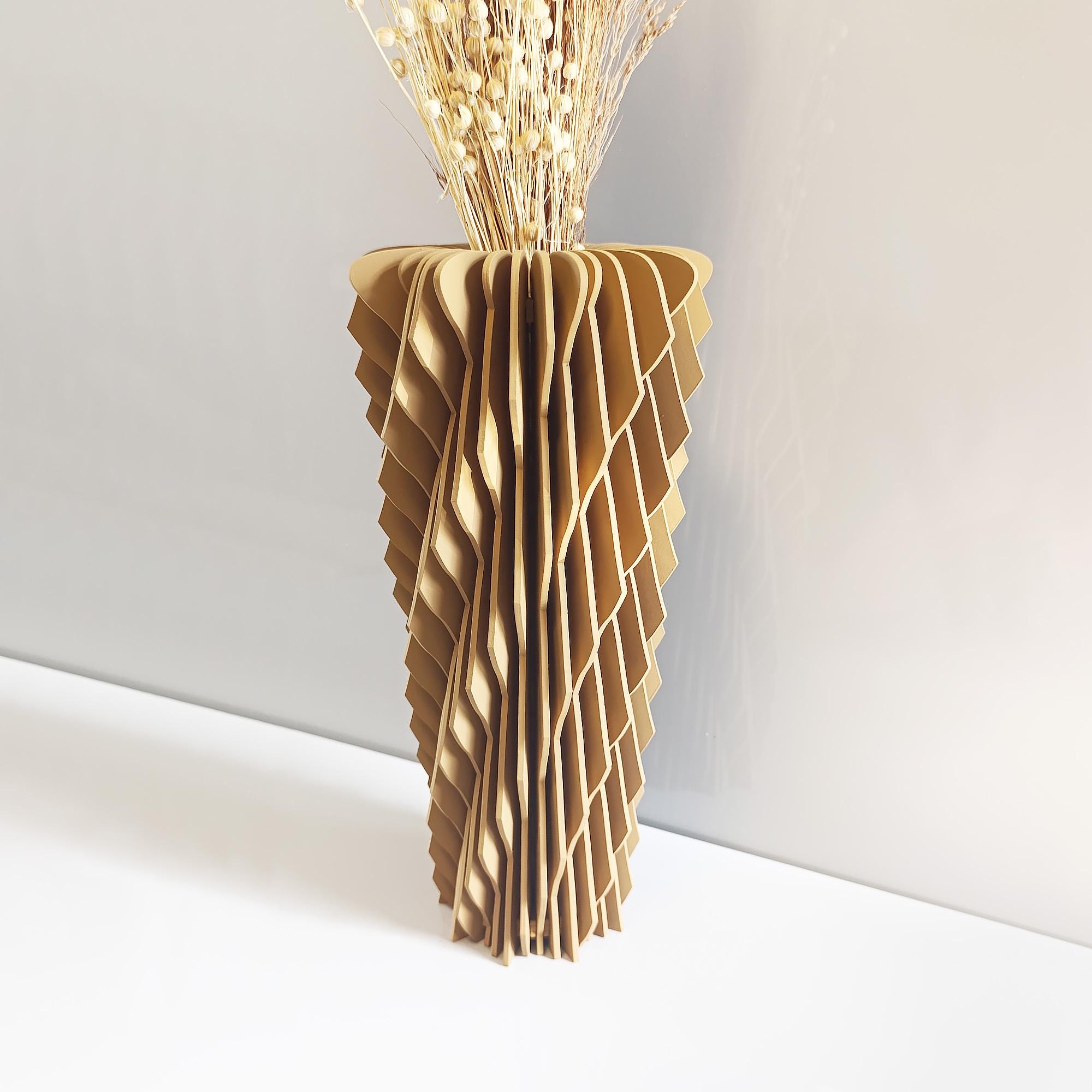Modern Geometric Wood Vase: 3D Printed Eco-friendly Decor - Etsy