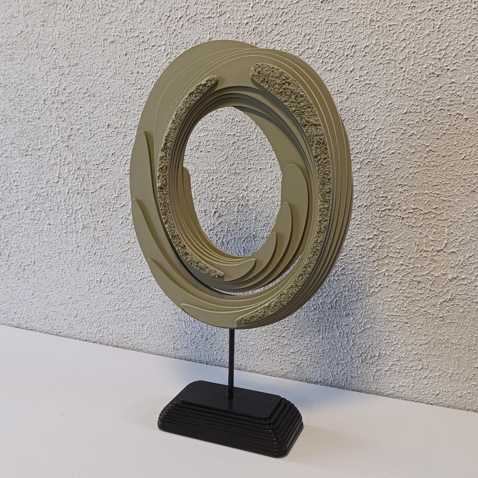 Handmade Parabolic Wood Sculpture: Terracotta Concrete Texture, Modern ...