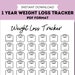 Weight Loss Tracker - One Year Tracker, Starting Weight, Ending Weight ...