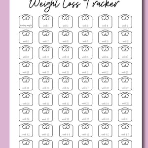Weight Loss Tracker - One Year Tracker, Starting Weight, Ending Weight ...