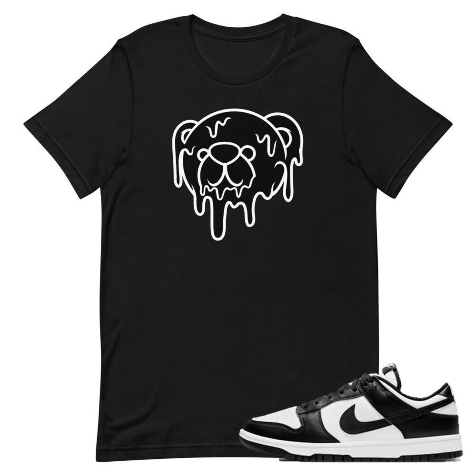 Black Drip Teddy Tee for Nike Dunk Low Black White 2021 Panda | Etsy