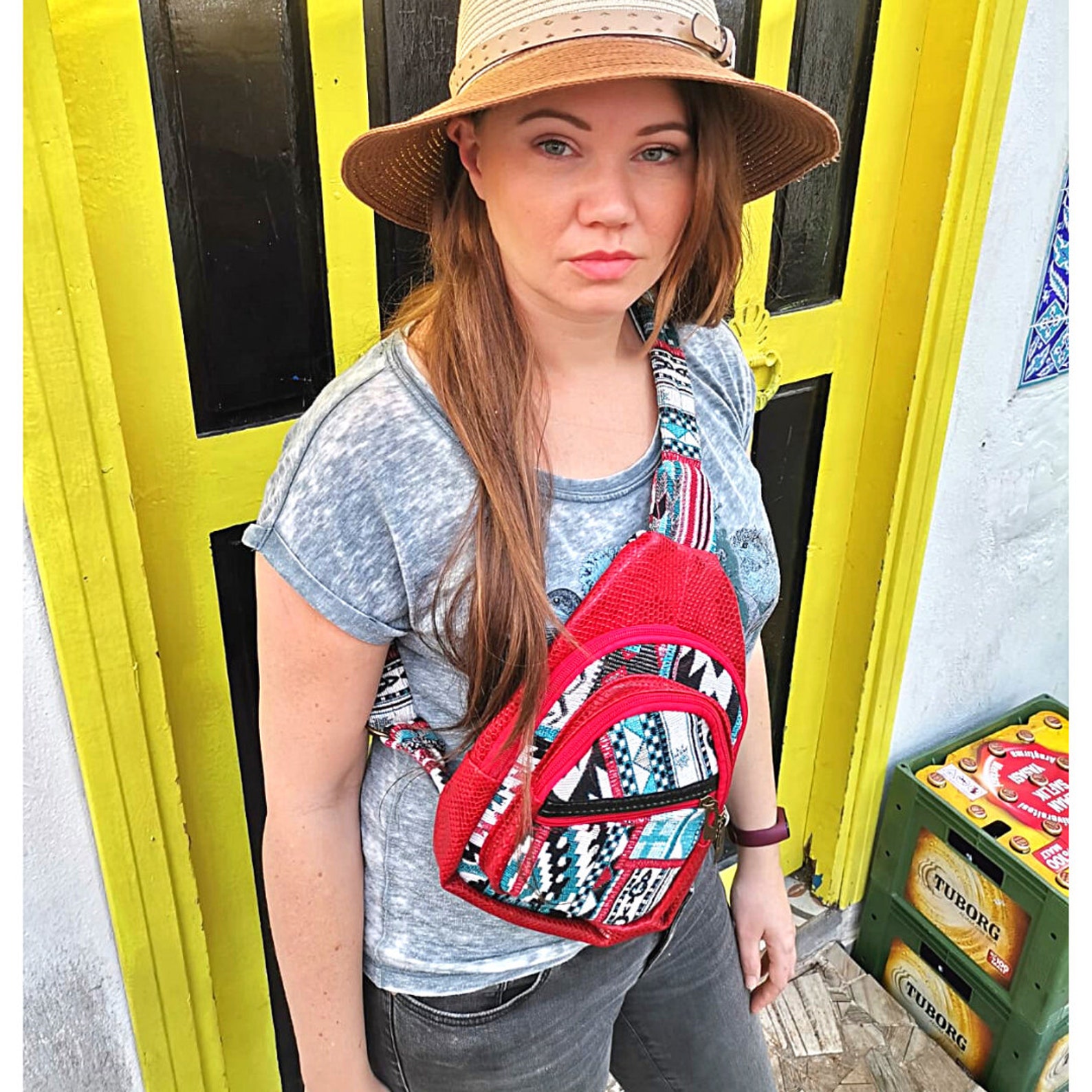 Mini Red Boho Backpack Vegan Backpack Hippie Backpack - Etsy