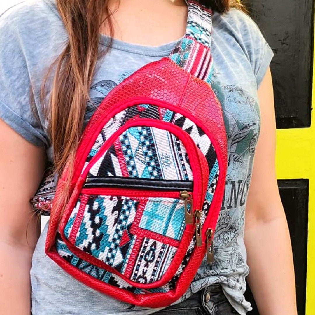Mini Red Boho Backpack, Vegan Backpack, Hippie Backpack, Women's ...