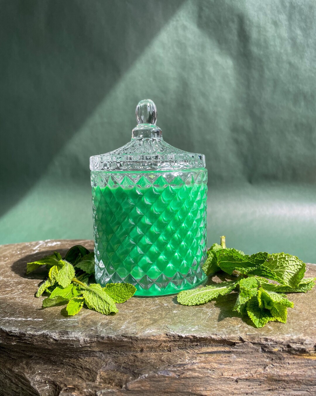 Wild Mint Green Ecosoya Candle, in 8oz Glass Jar With Lid, Gift for ...