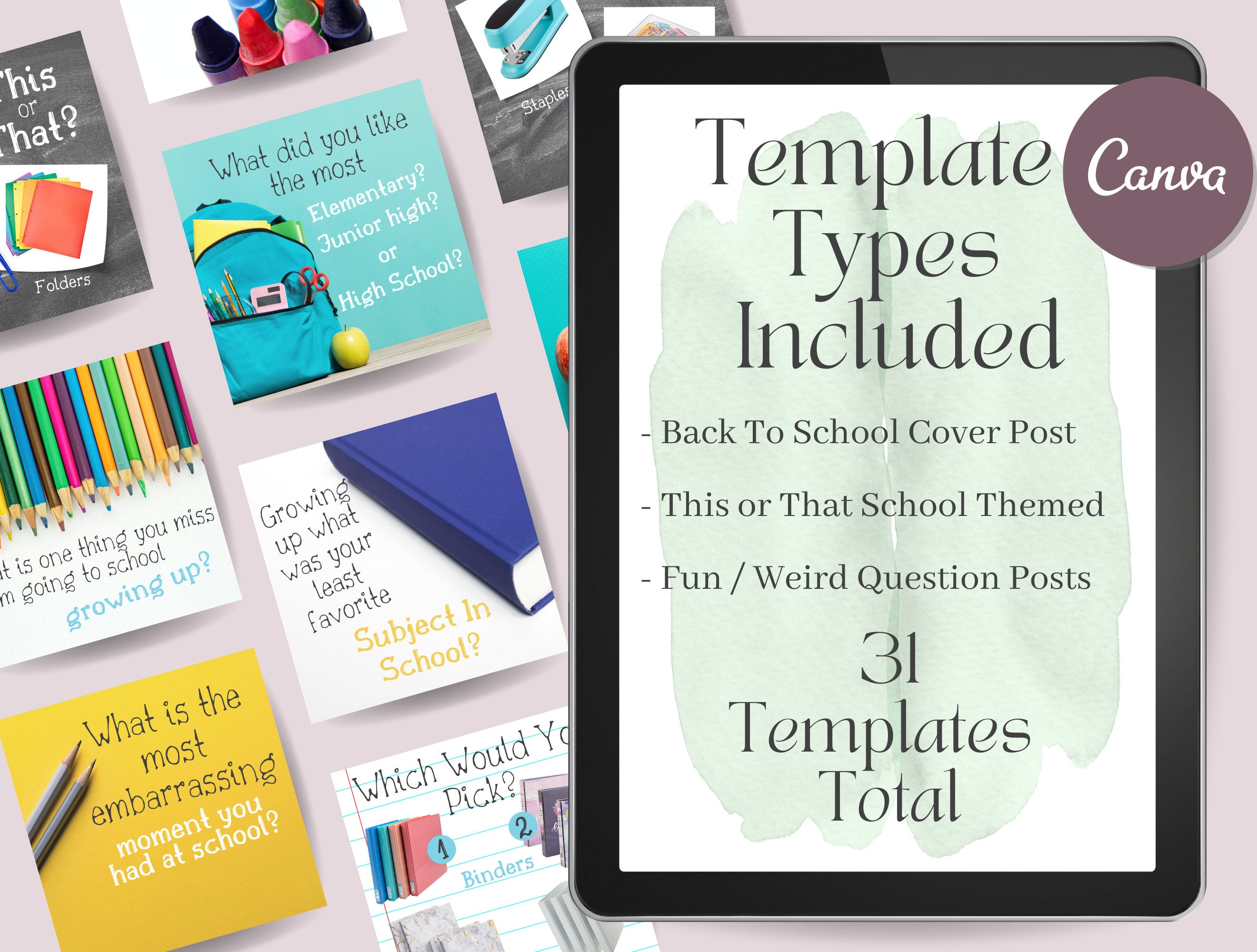 School Social Media Engagement Posts: Canva Templates - Etsy