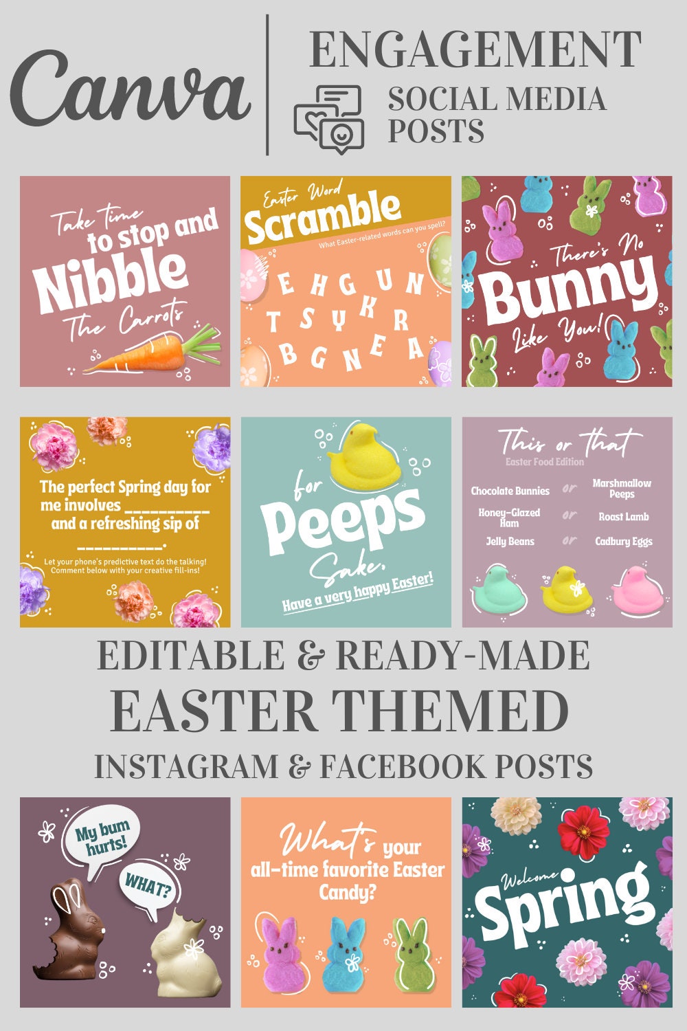 Easter Social Media Template, Spring Social Media Posts, Ready Made ...