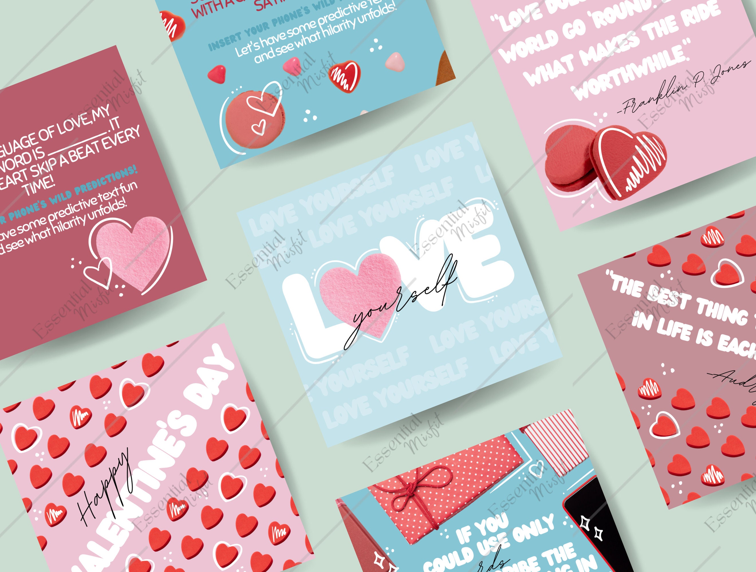 Valentine's Day Themed Social Media Templates, Engagement Social Media ...