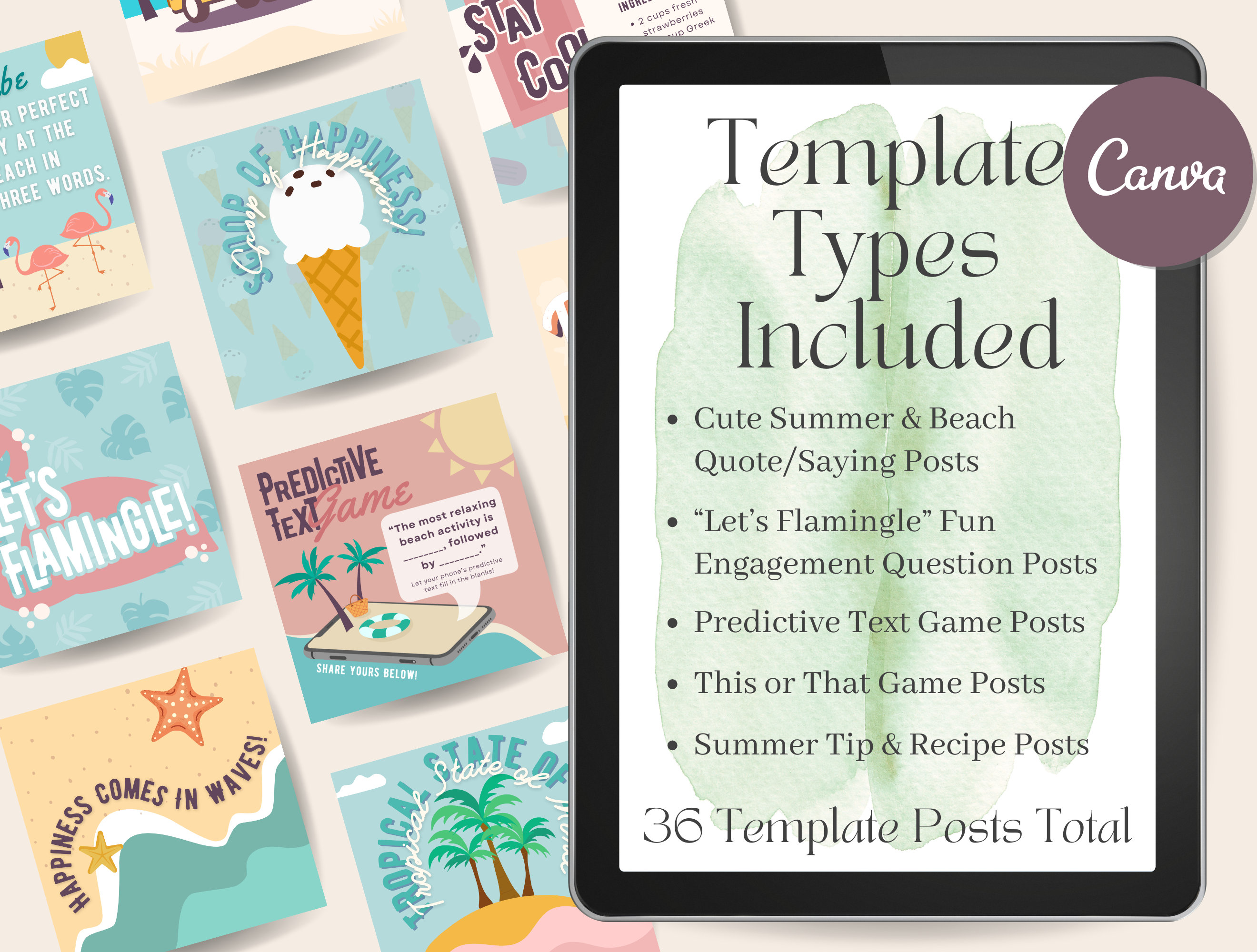 Summertime Social Media Posts, Beach Themed Social Media Templates ...