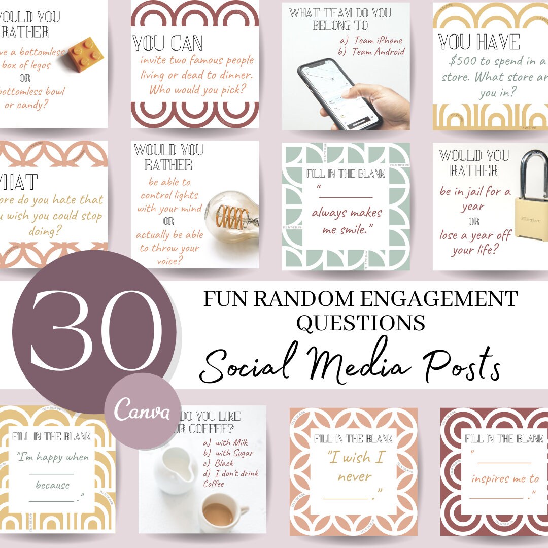 Random Engagement Social Media Questions, Canva Social Media Templates ...