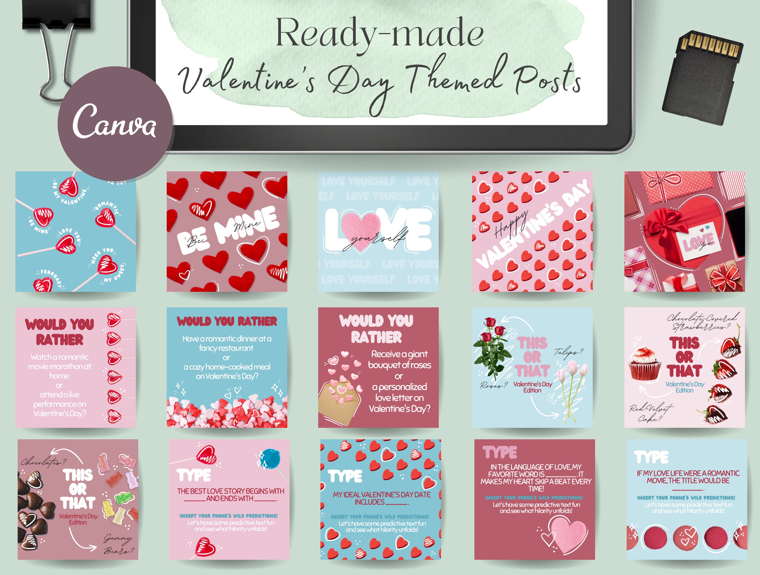 Valentine's Day Themed Social Media Templates, Engagement Social Media ...