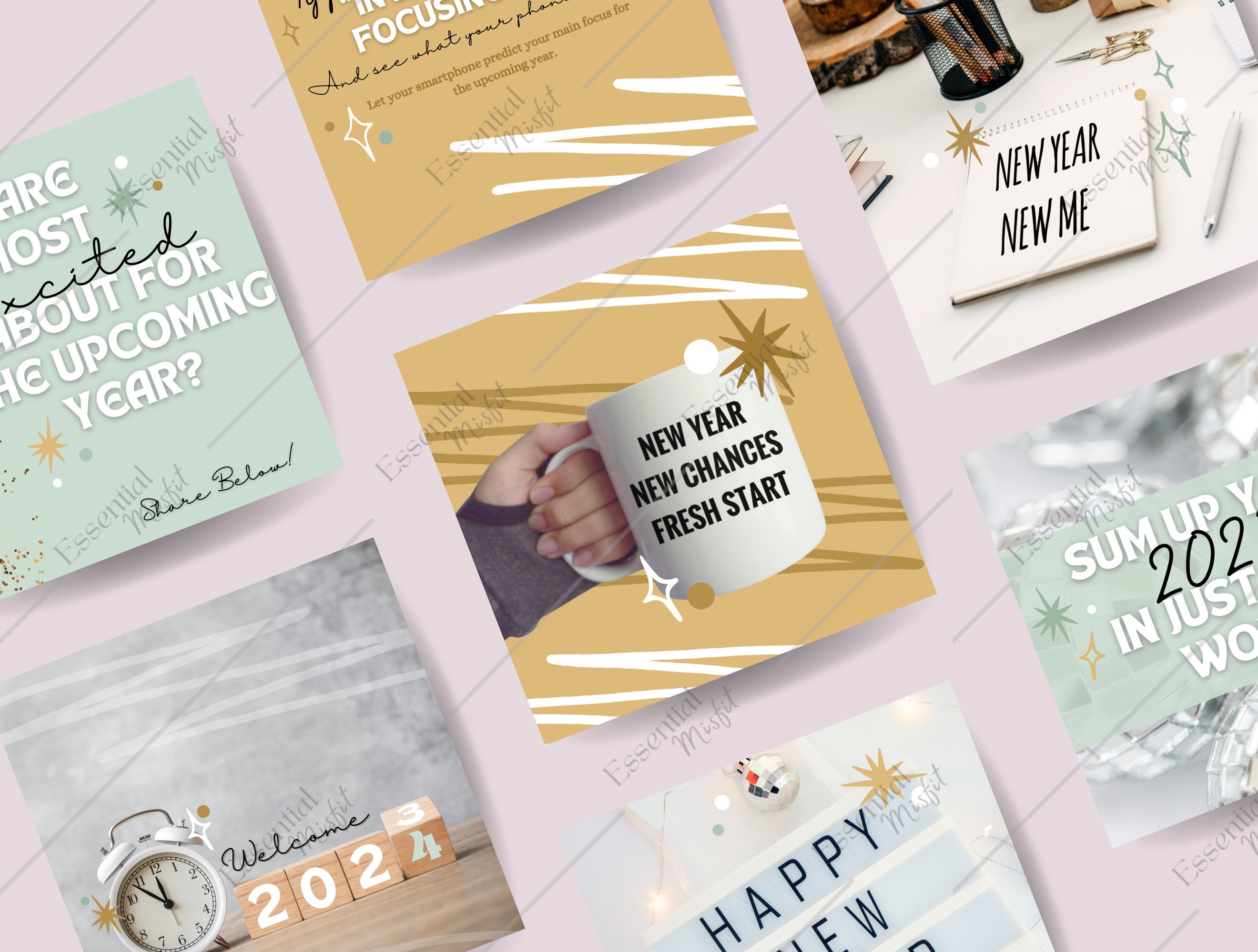 New Year Social Media Posts: Engagement Templates (canva) - Etsy