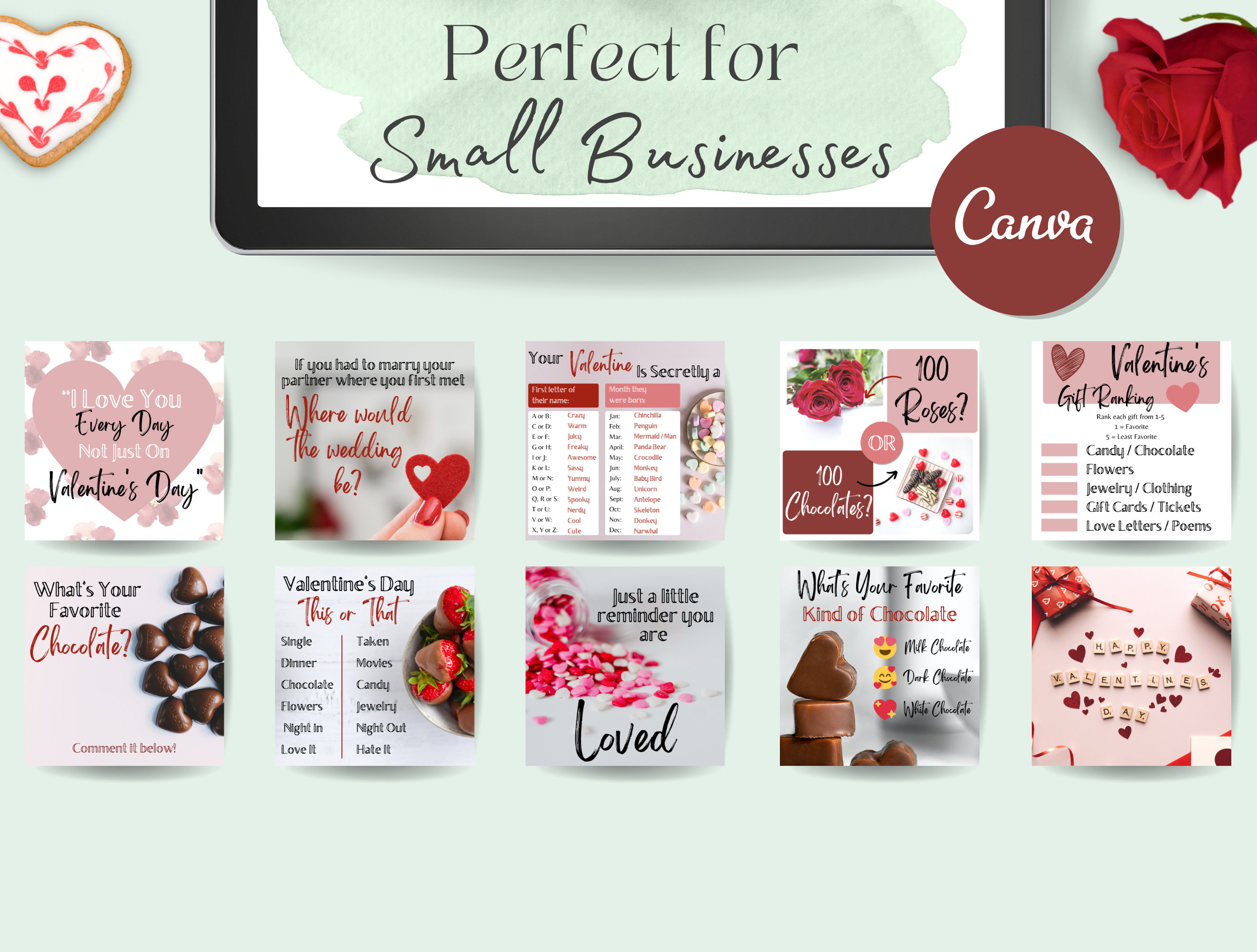 Valentine's Day Engagement Social Media Templates (canva) - Etsy