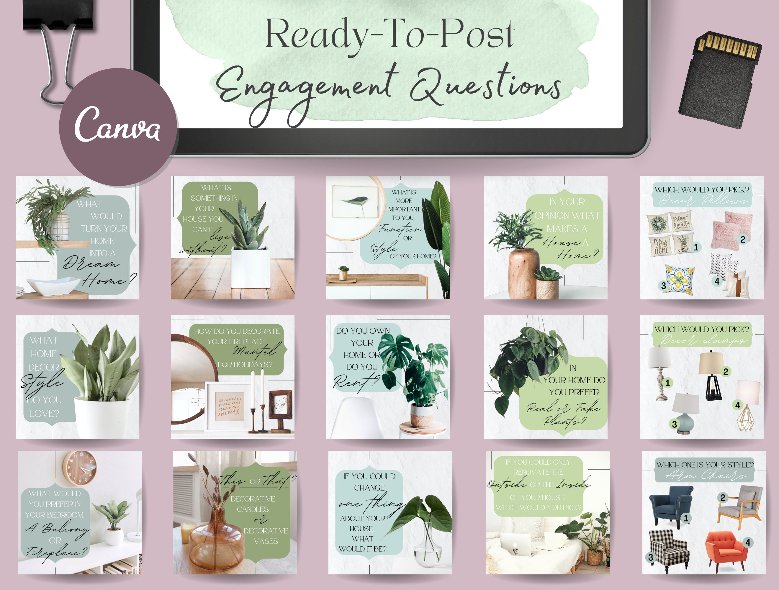 Home Decor & Real Estate Social Media Engagement Posts (canva) - Etsy