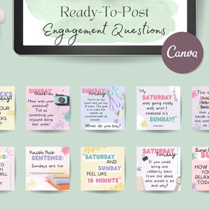 Days of the Week Social Media Engagement Posts: Canva Templates (PDF ...