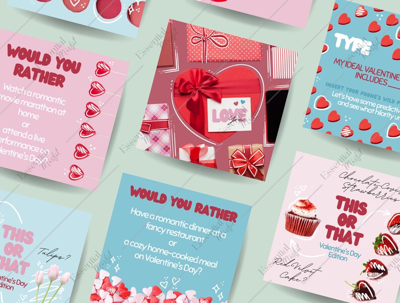 Valentine's Day Themed Social Media Templates, Engagement Social Media ...