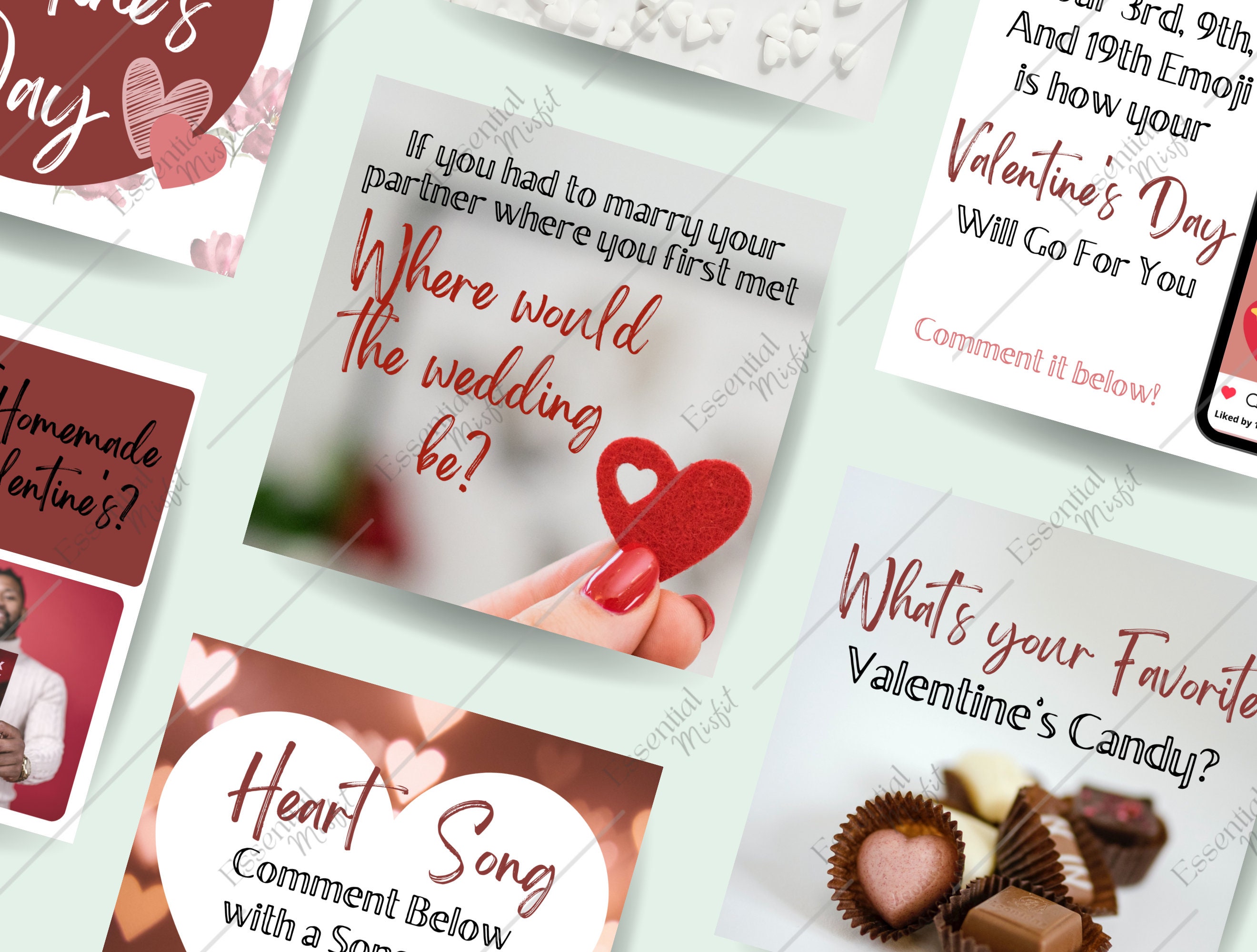 Valentine's Day Engagement Social Media Templates (canva) - Etsy