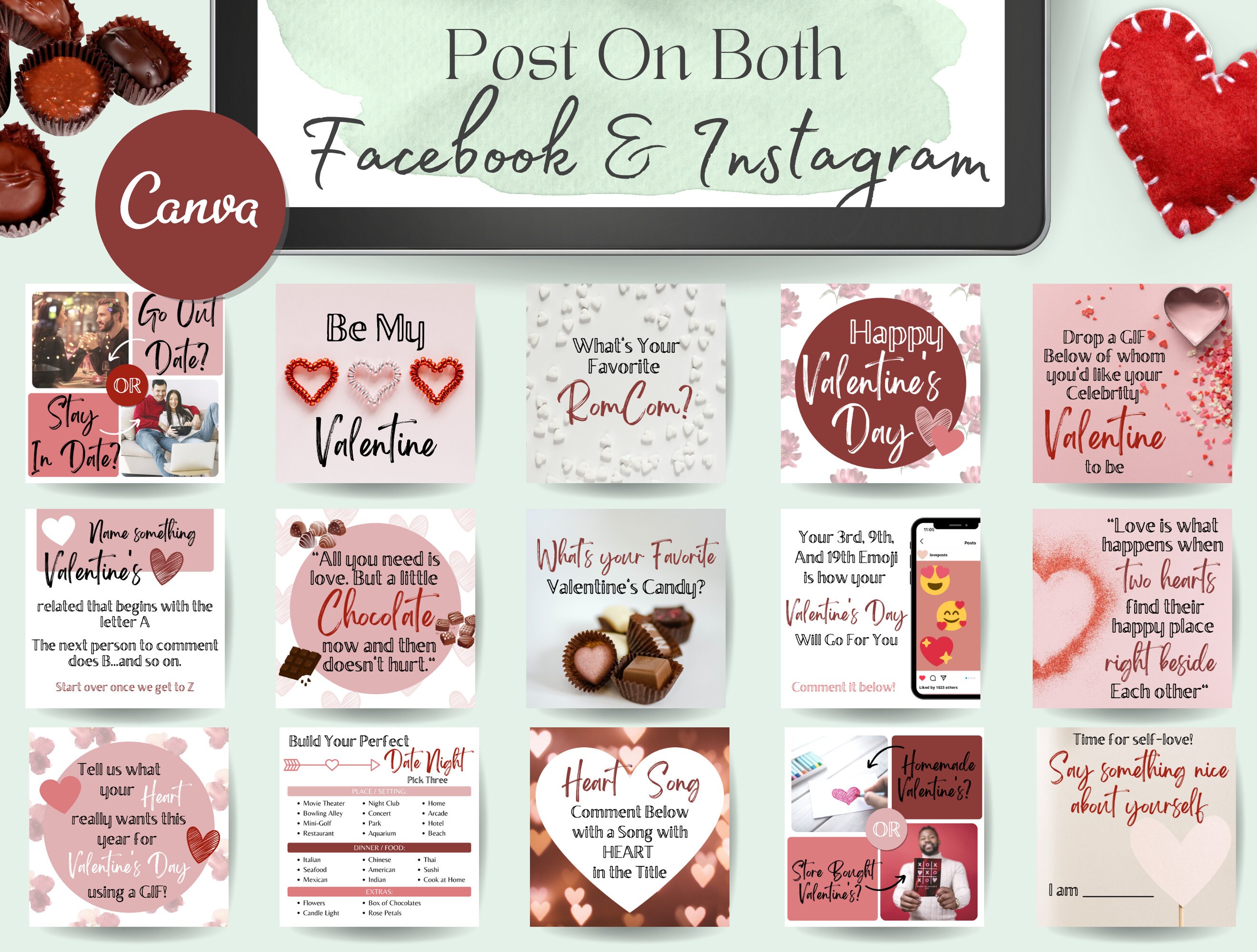 Valentine's Day Engagement Social Media Templates (canva) - Etsy
