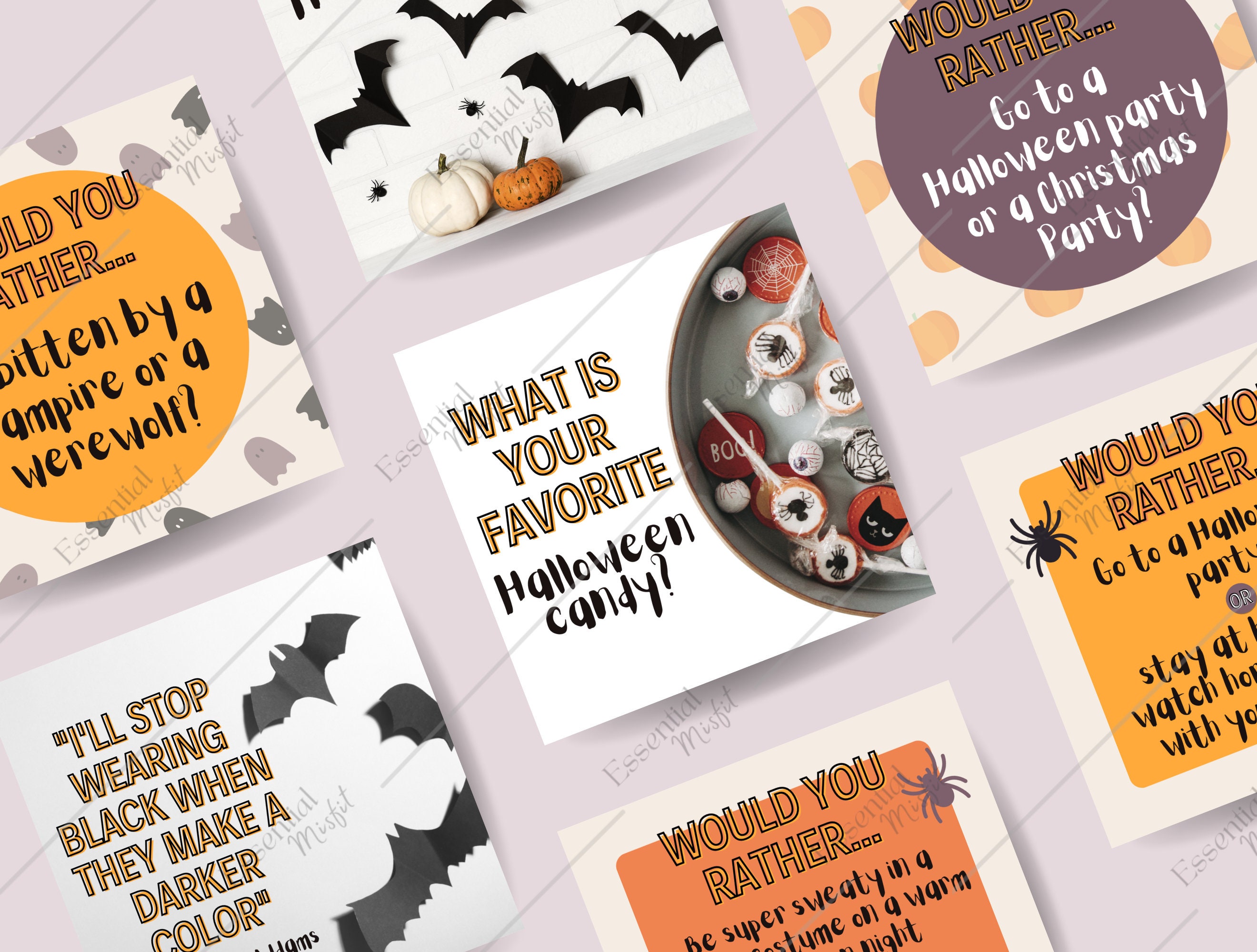 Halloween Social Media Engagement Posts: Canva Templates (digital ...