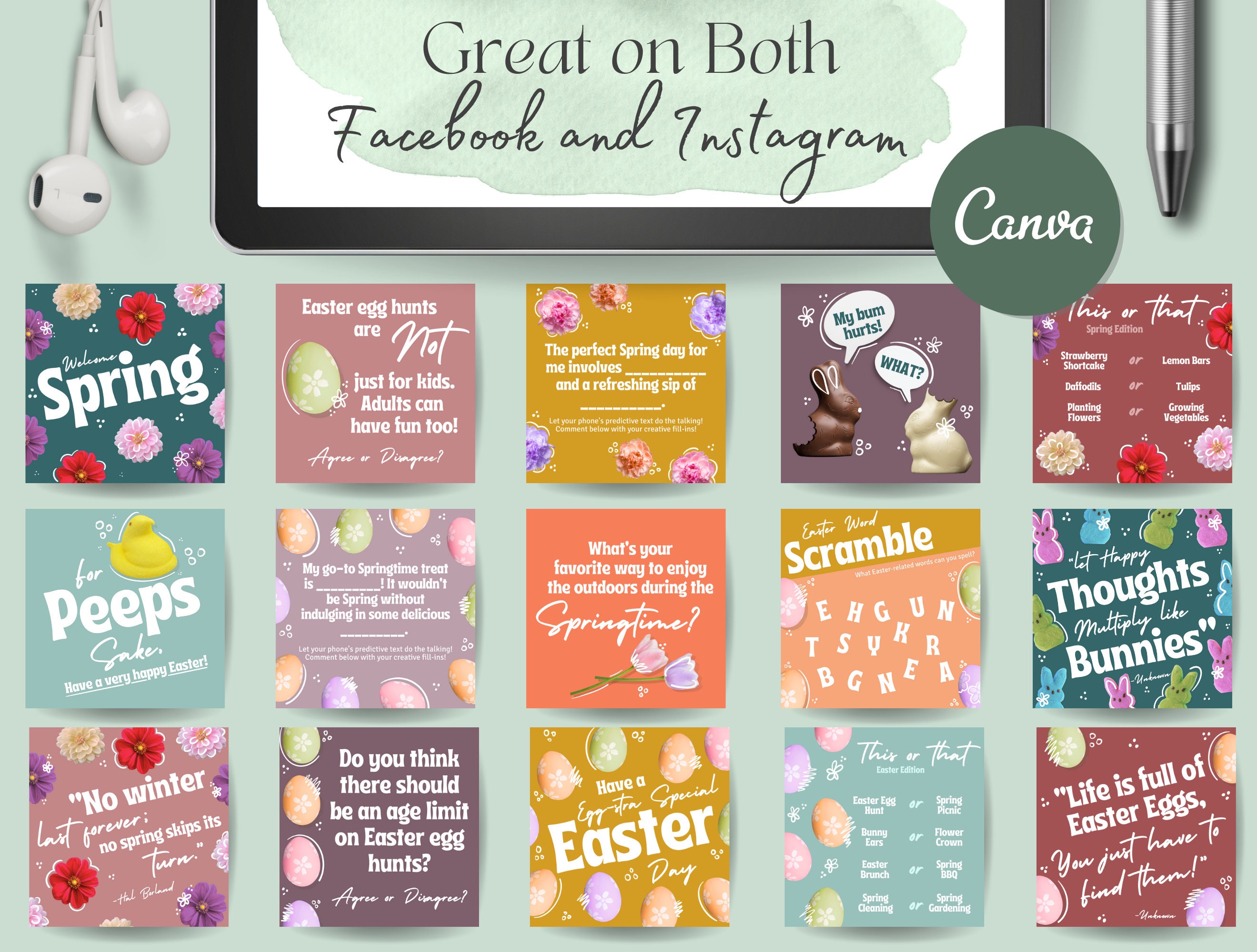 Easter Social Media Template, Spring Social Media Posts, Ready Made ...