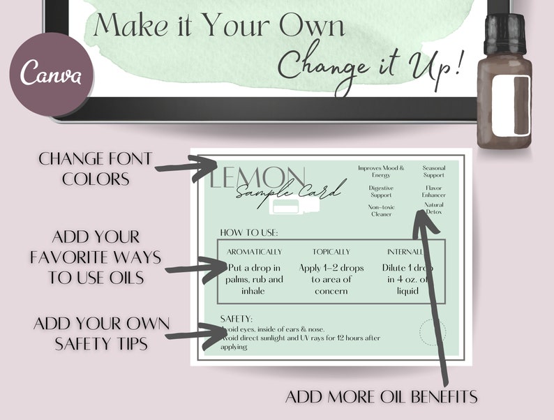 Doterra Printable Sample Cards Doterra Editable Oil Sample - Etsy