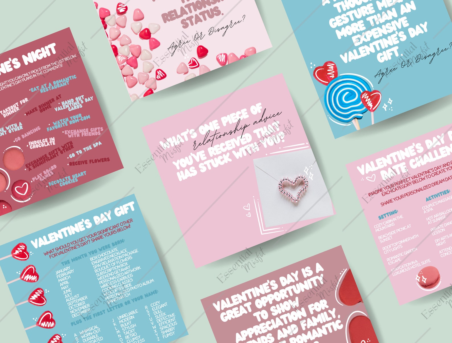Valentine's Day Themed Social Media Templates, Engagement Social Media ...