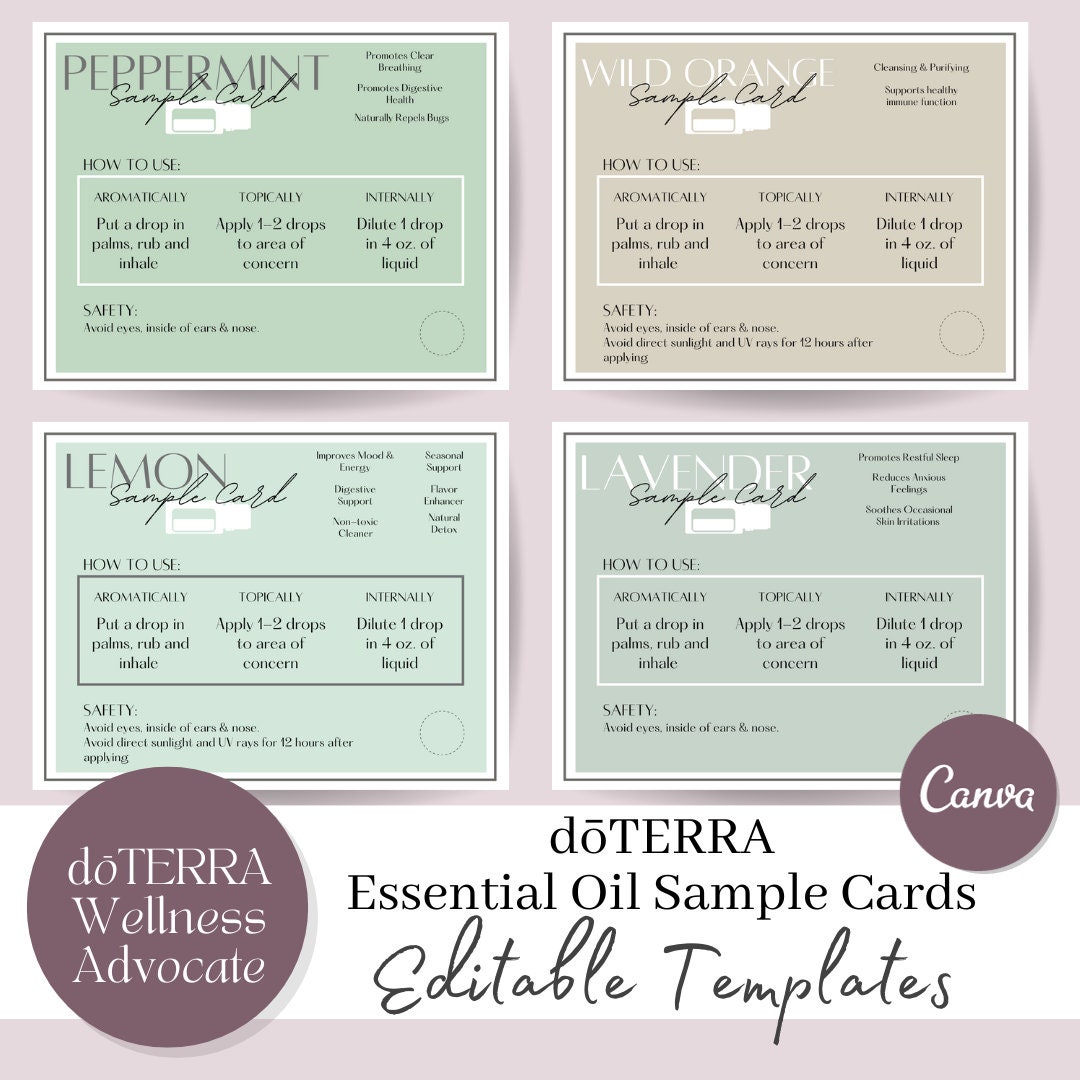 Doterra Printable Sample Cards, Doterra Editable Oil Sample Cards ...