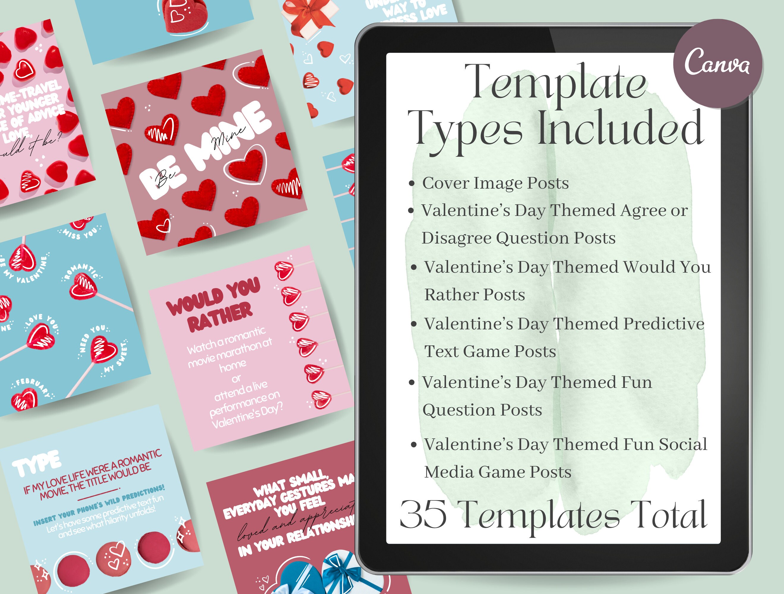 Valentine's Day Themed Social Media Templates, Engagement Social Media ...