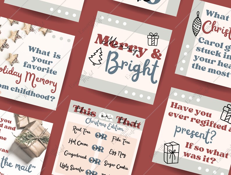 Christmas Themed Engagement Social Media Posts Social Media Etsy