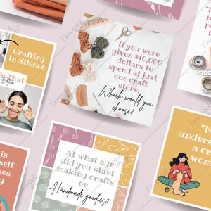 Crafter Social Media Posts: Engagement Templates (canva) - Etsy