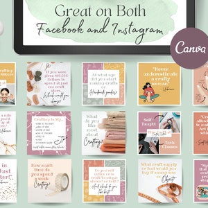 Crafter Social Media Posts: Engagement Templates (canva) - Etsy