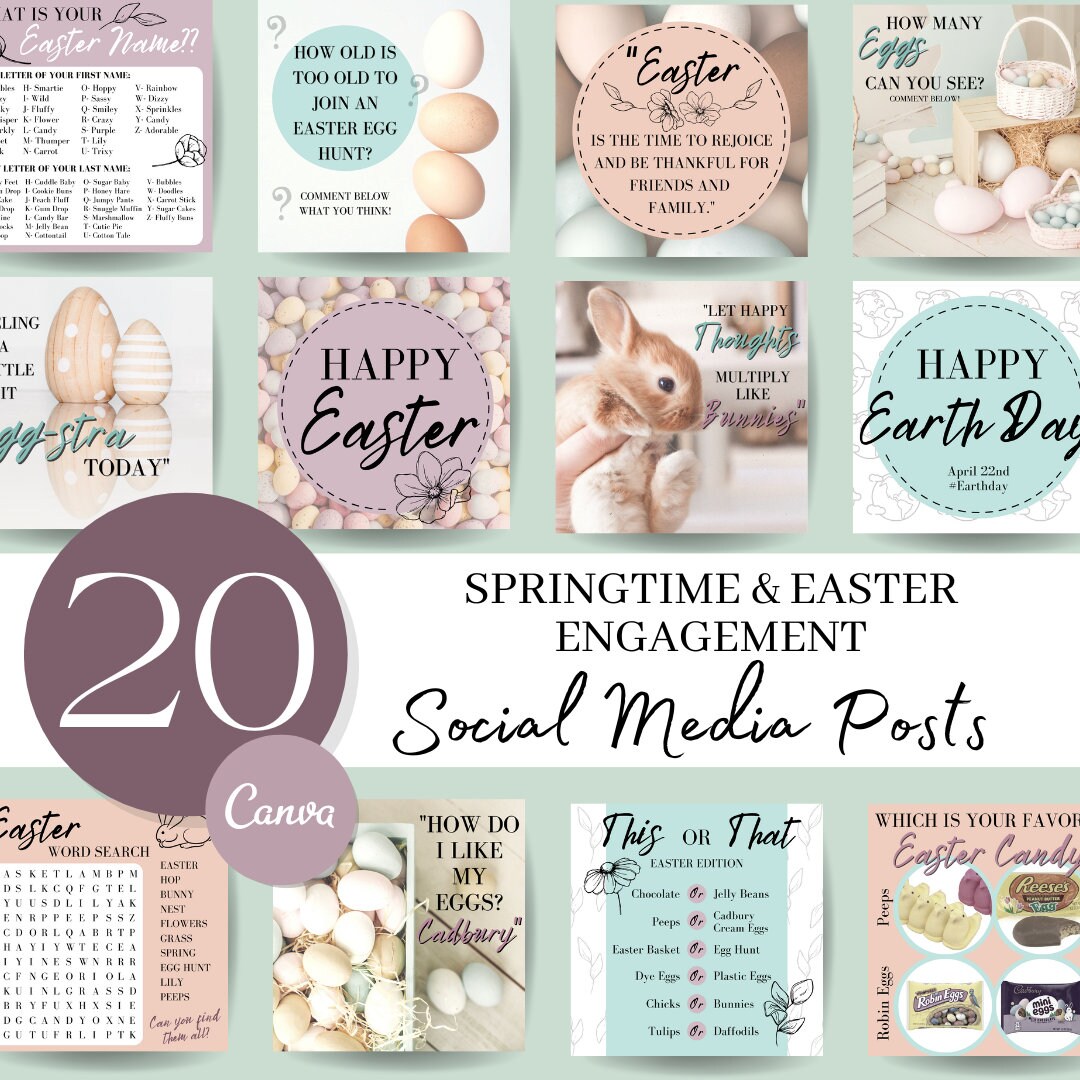 Easter Engagement Social Media Posts, Canva Spring Social Media ...