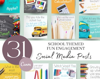 Back-to-school Themed Social Media Engagement Templates, School Themed ...