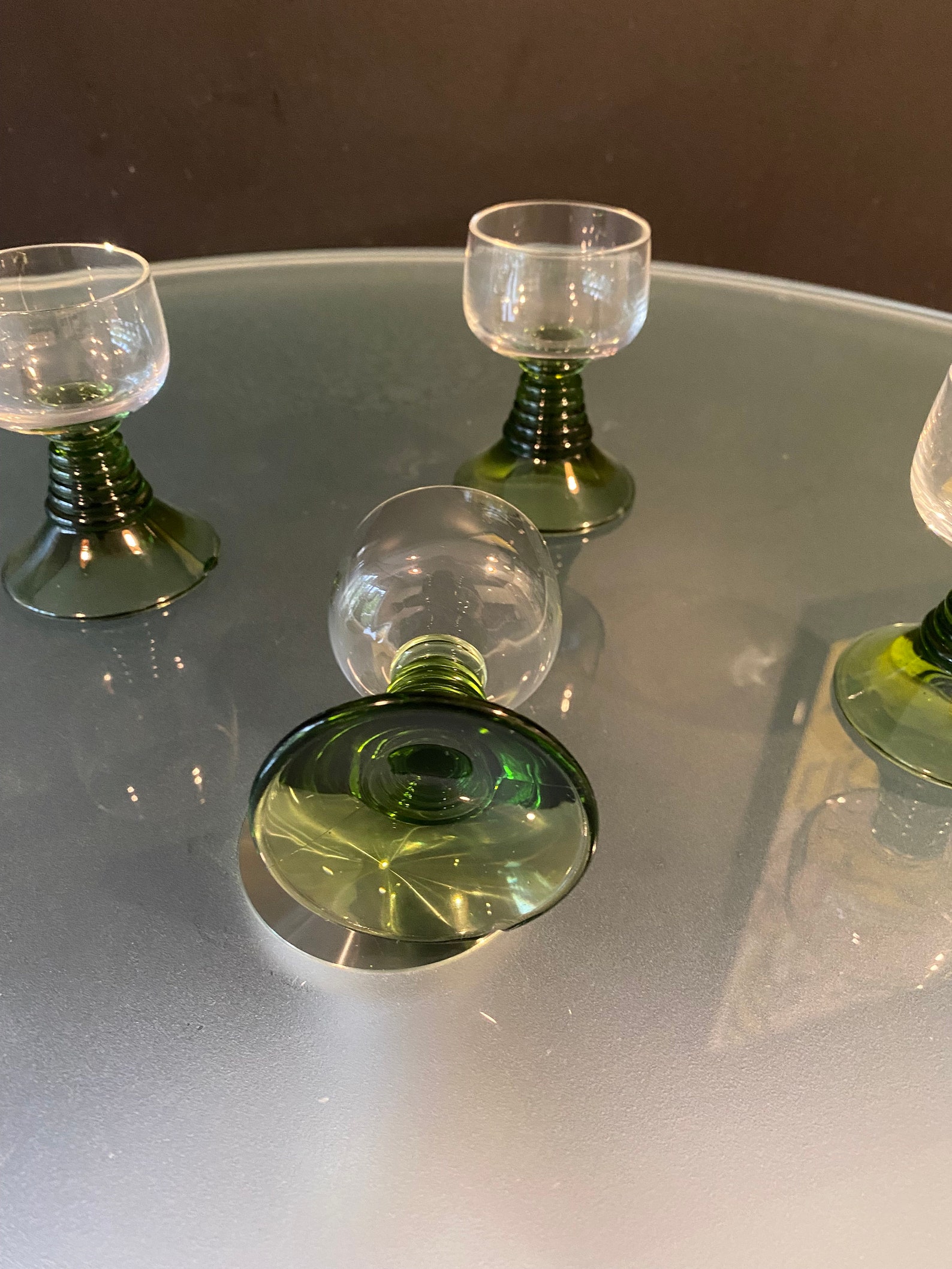 Vintage Small Roemer White Green Shot Glasses Römer Colored Vodka ...