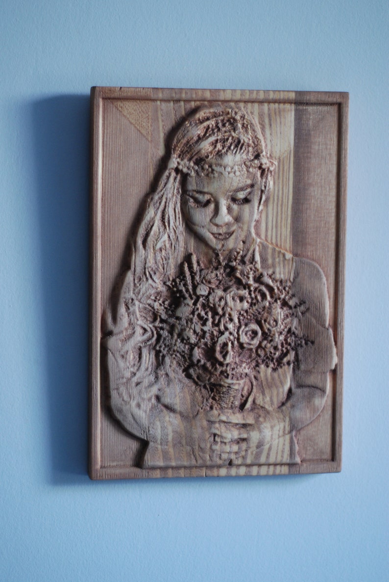 Custom 3D Portrait Photo Carving, Personalized Carved Photo3d, Wood ...
