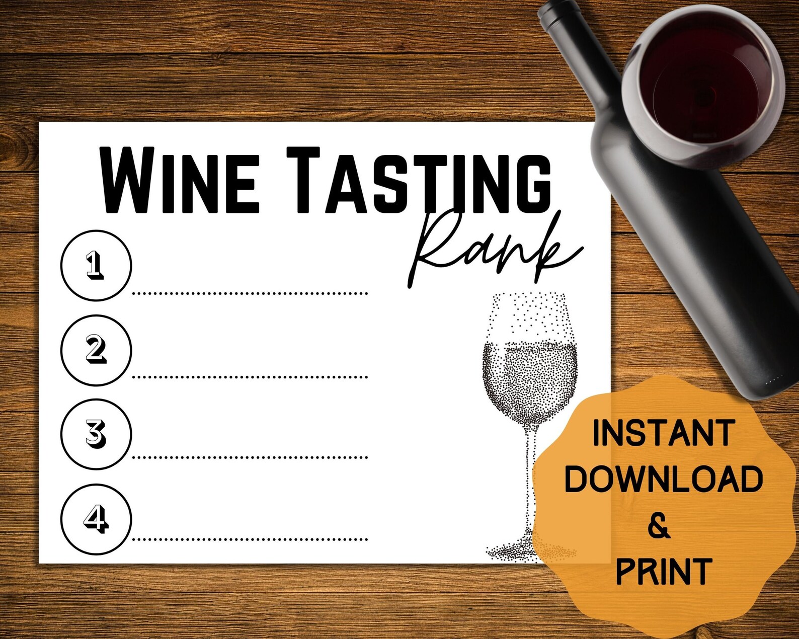 Blind Wine Taste Test, Wine Tasting Rating Card, Wine Tasting Rank ...