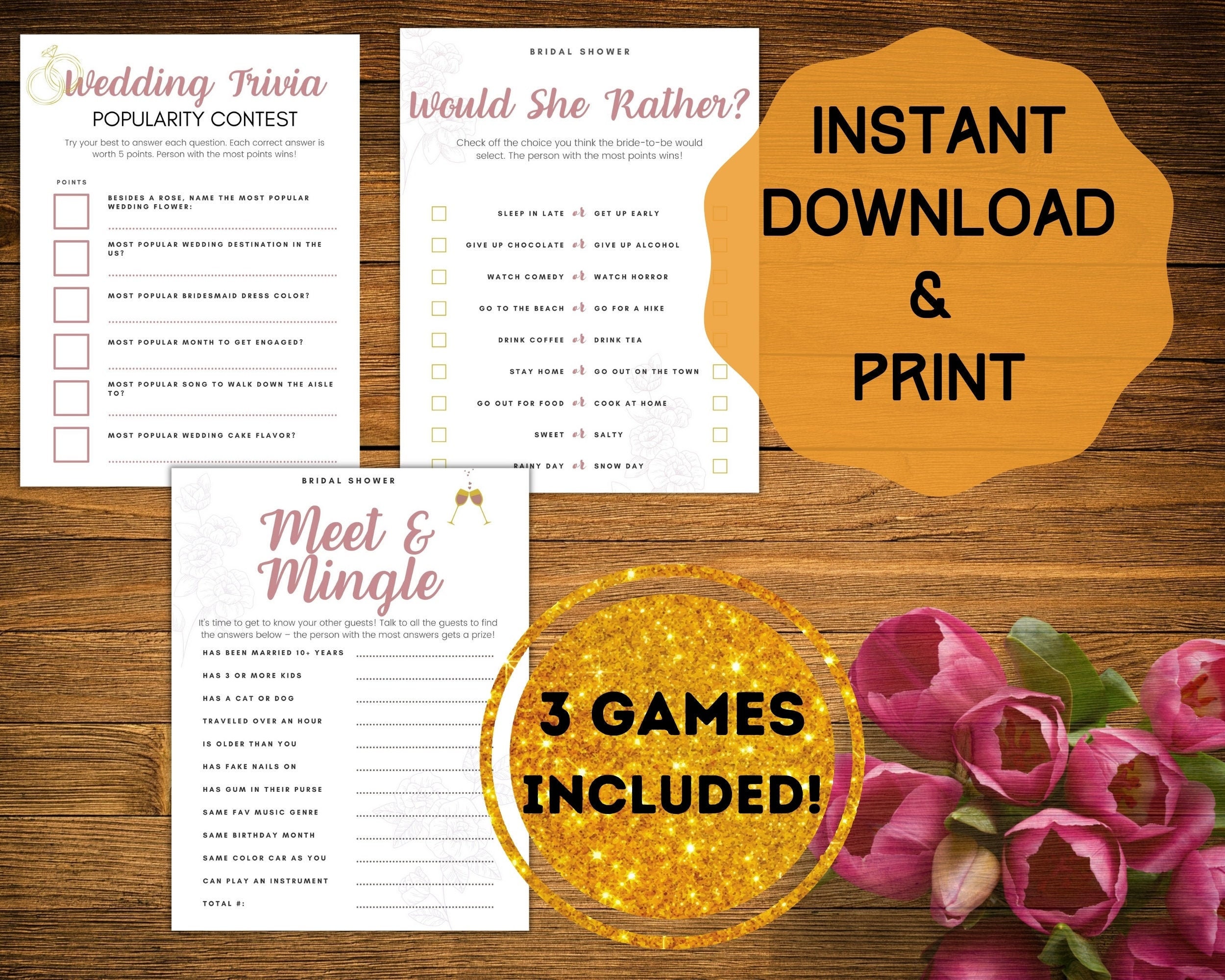 Bridal Shower Games Printable Bridal Shower Trivia Wedding - Etsy
