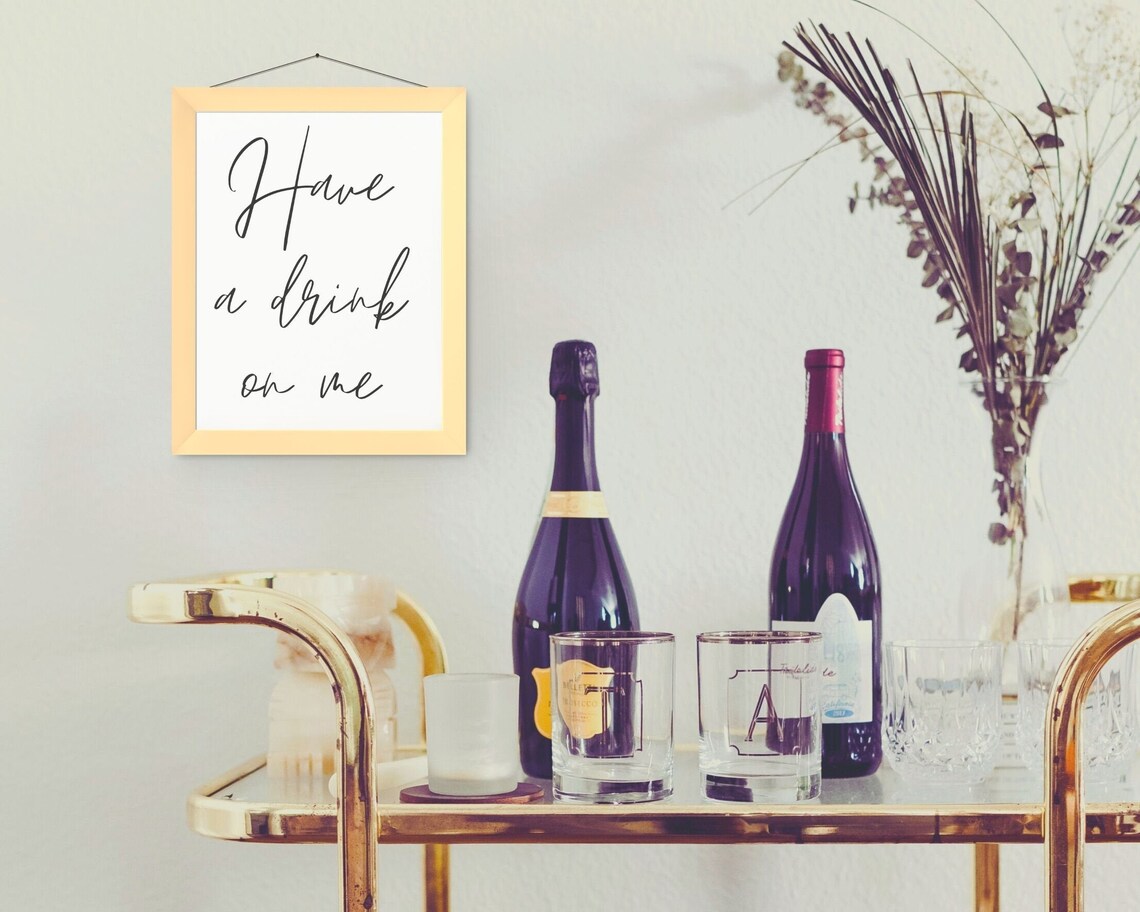 Beverage Print Bar Cart Sign Drink Sign Beverage Cart | Etsy