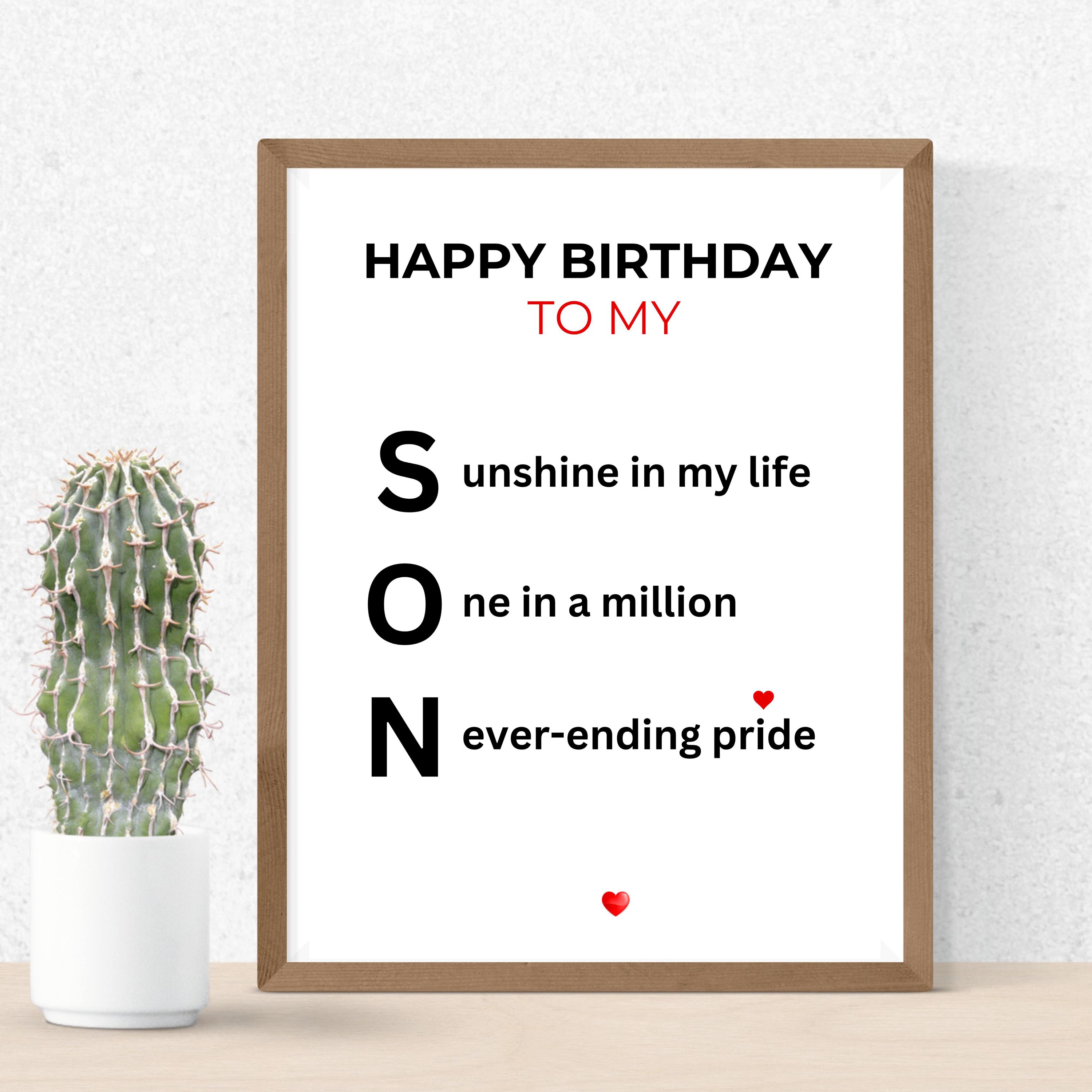 Son Birthday Card Instant Download | Printable | Happy Birthday to My ...