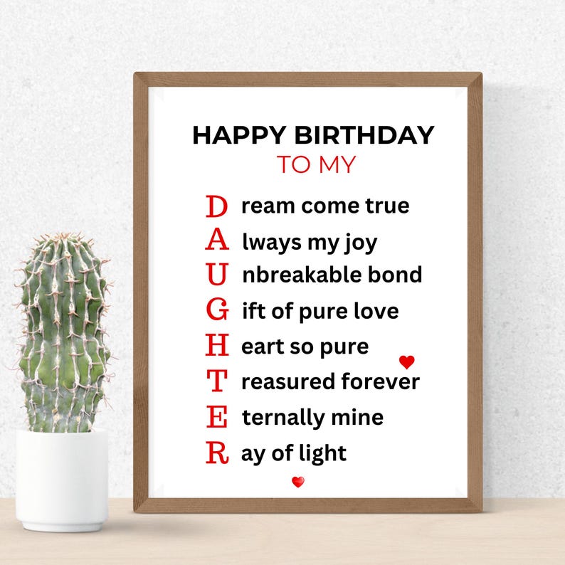 Daughter Birthday Card Instant Download | Printable | Happy Birthday to ...